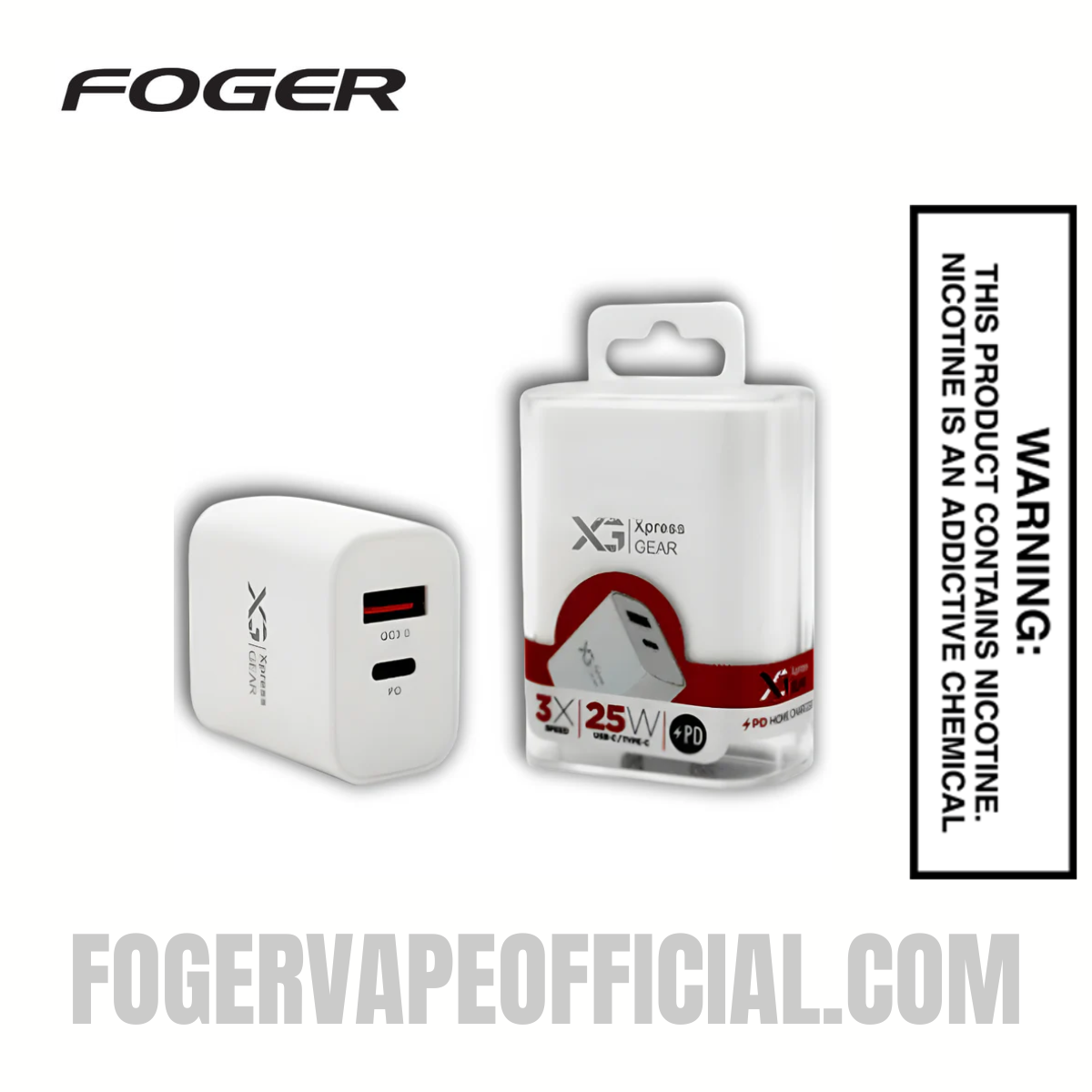 Dual Port Charger | USB-C PD & USB Vape Power Adapter
