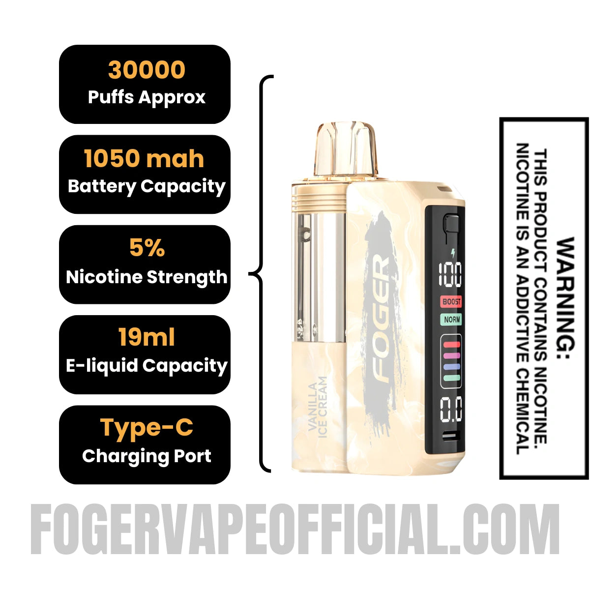 Vanilla Ice Cream Foger Switch Pro 30K Disposable Vape Kit